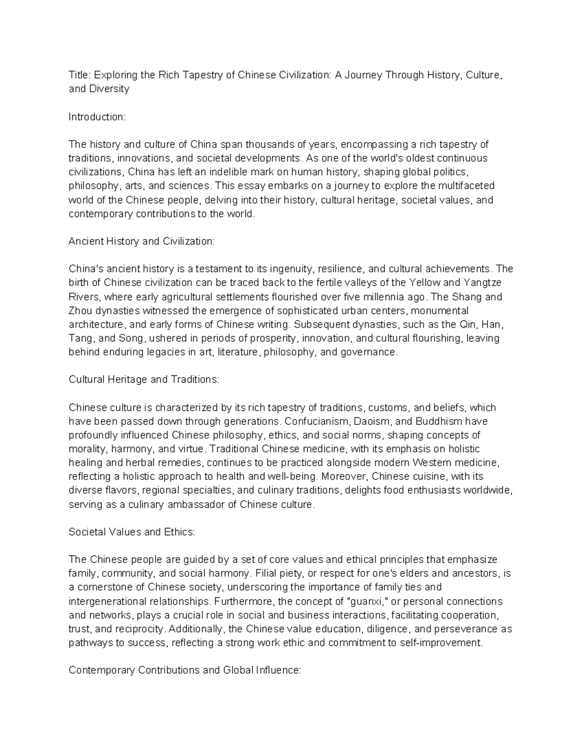 Title Exploring the Rich Tapestry of Chinese Civilization A Journey ...