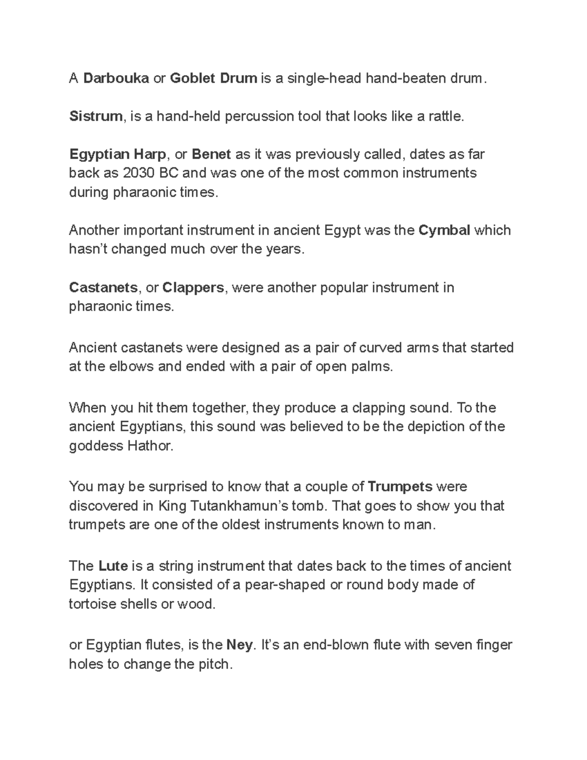 Musical instruments - A Darbouka or Goblet Drum is a single-head hand ...