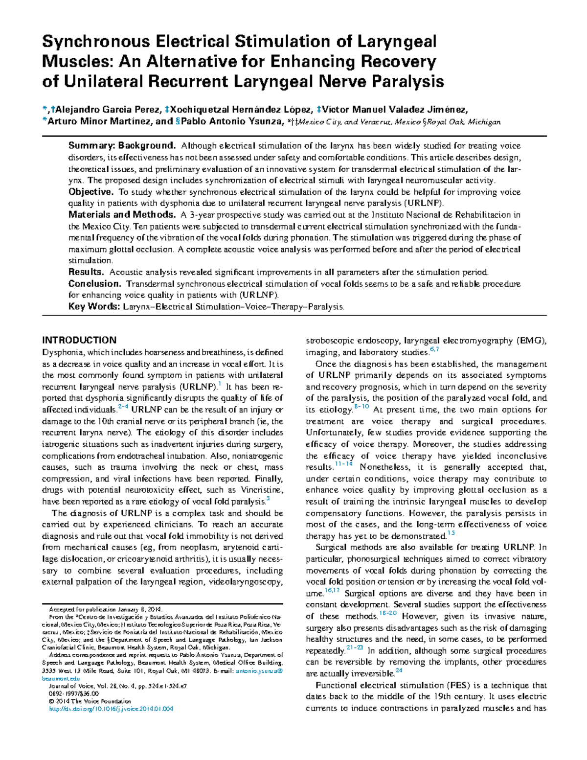 Estimulacion electrica musculos laringeos - Synchronous Electrical ...