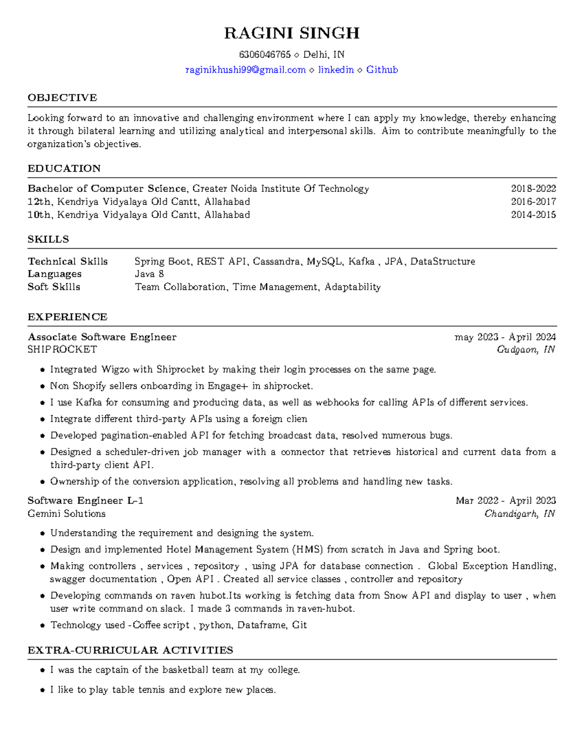 Faangpath Simple Template 1 - RAGINI SINGH 6306046765 ⋄ Delhi, IN ...