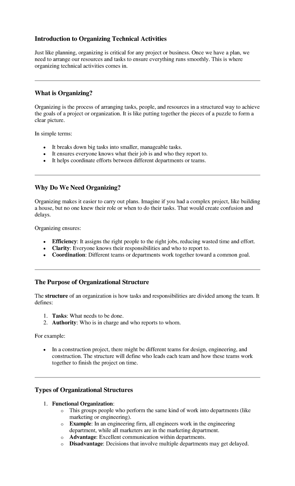 Chapter 4 Organizing Technical Activities - Introduction to Organizing Technical Activities Just ...