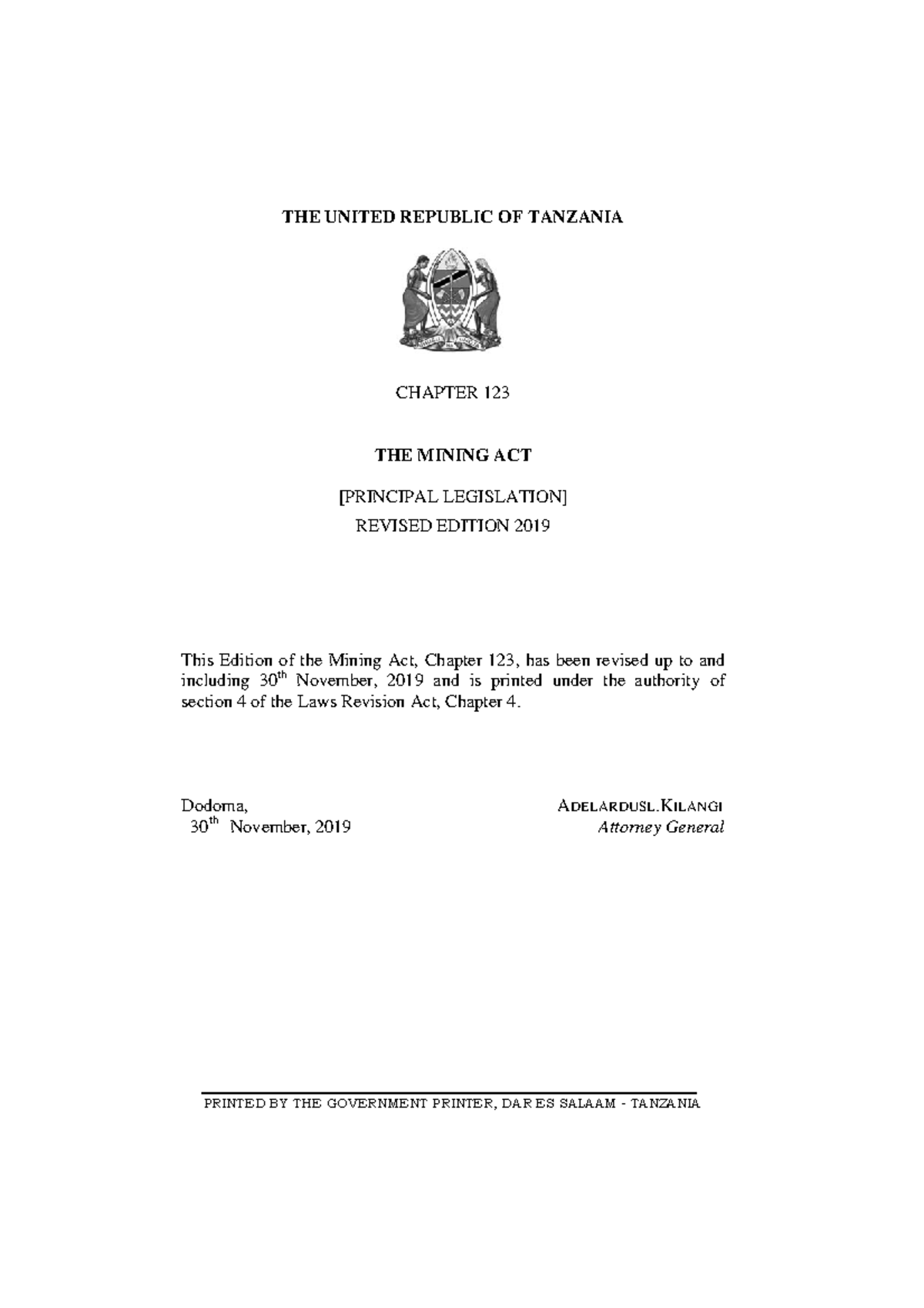 En-1645163836- Chapter 123 - THE Mining ACT Chapa Final - The Mining ...