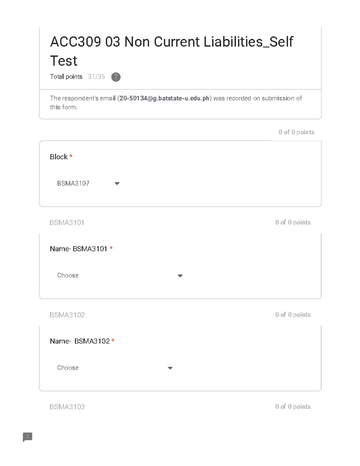 SELF TEST 3 - SELF TEST 3 - 0 of 0 points BSMA3101 0 of 0 points ...