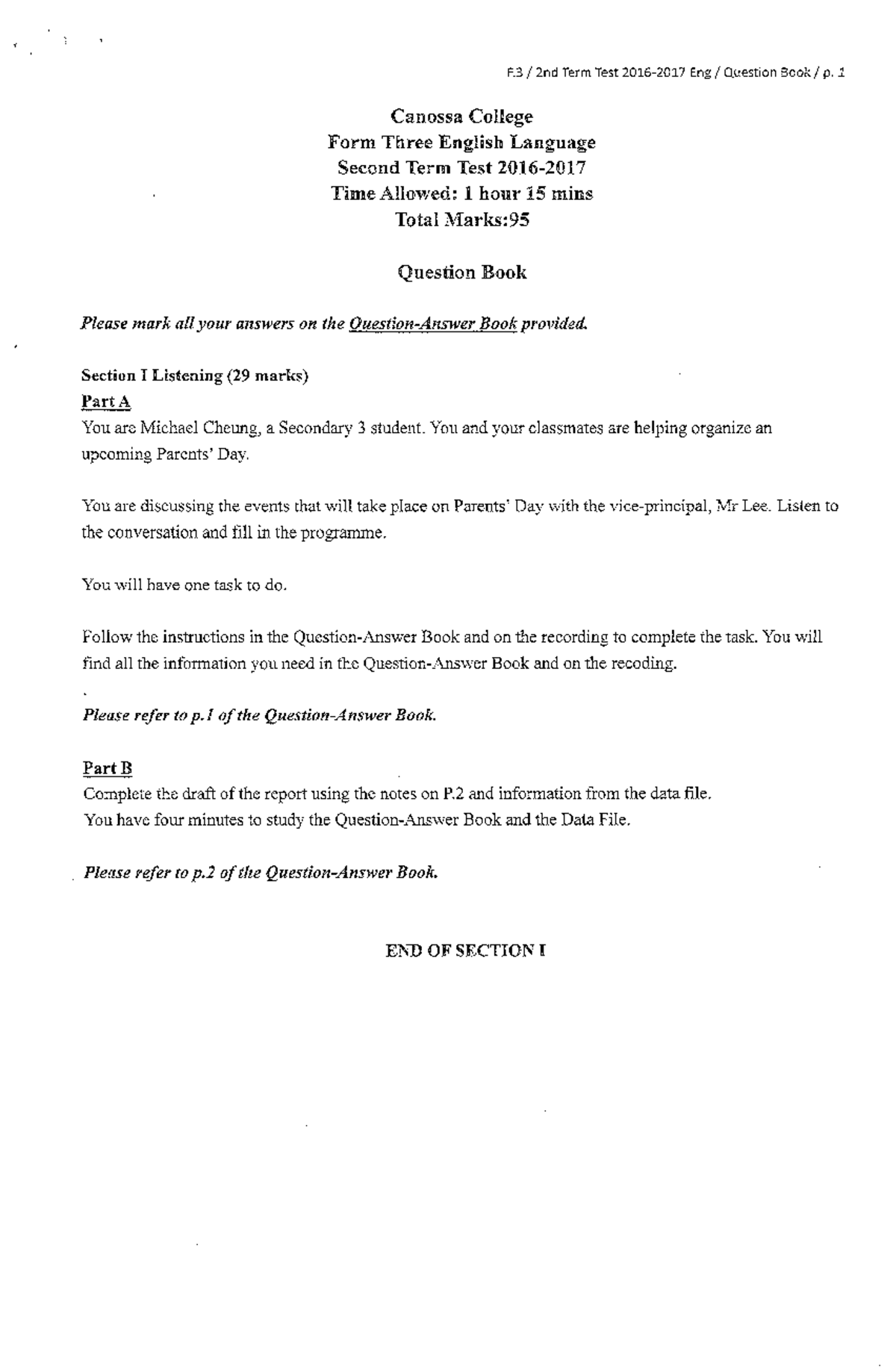 2nd term test 16-17 (answer) - print 17-23 - Term Test Eng Question ...