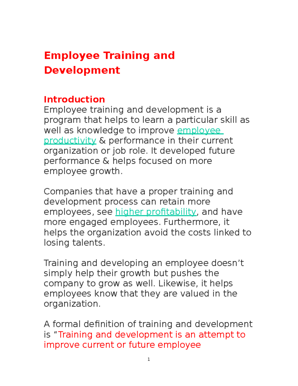 Employee Training and Development-sadat second year - Employee Training ...