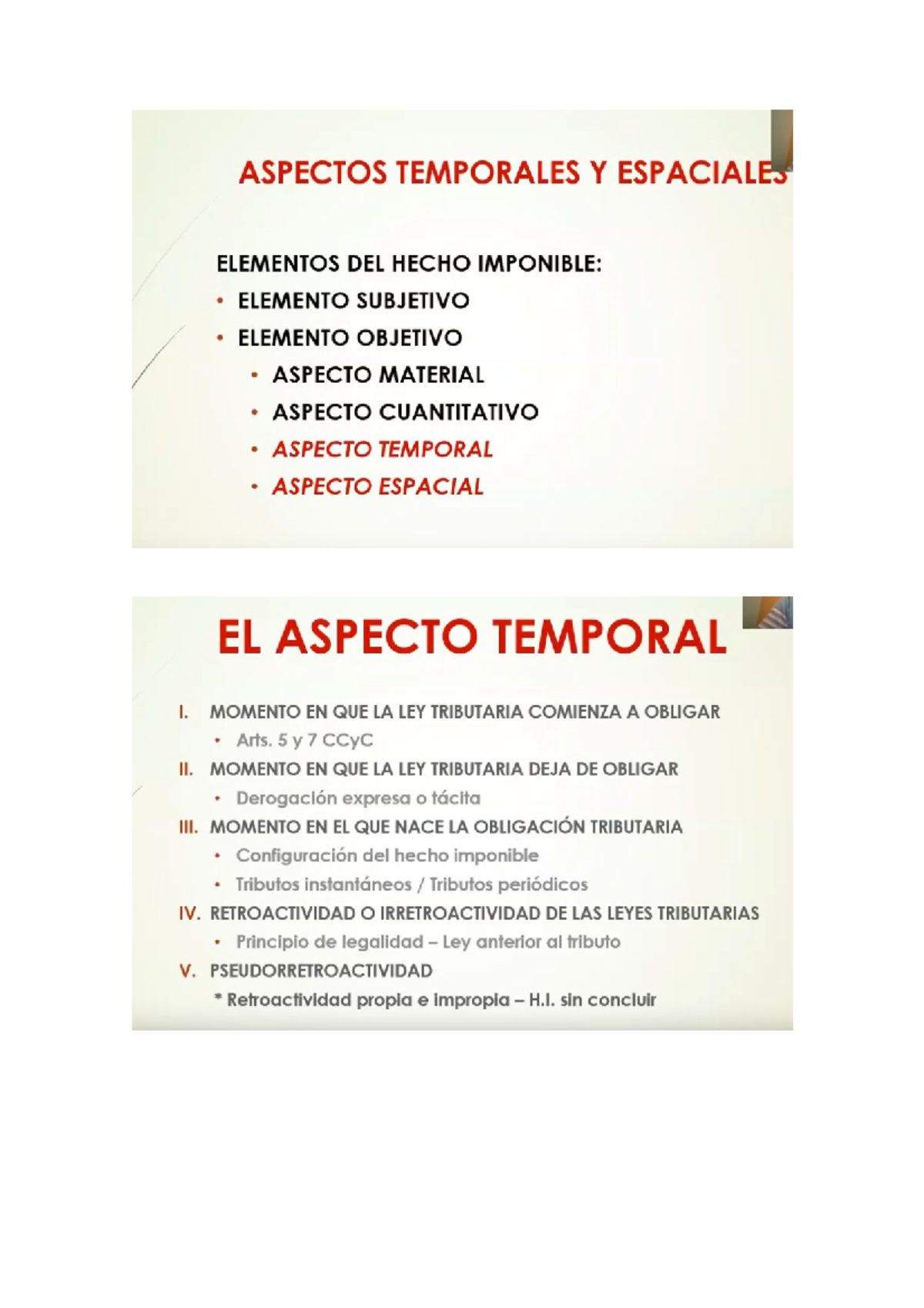 Aspectos temporales y espaciales - Teoria Y Tecnica Tributaria I - Studocu