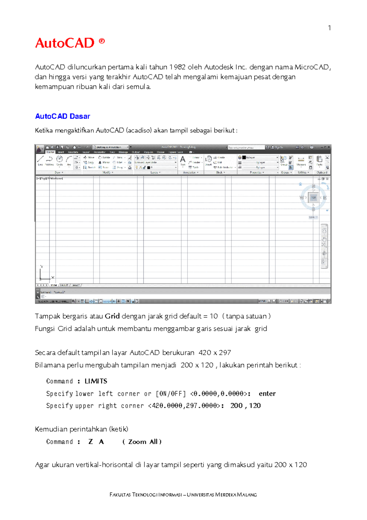 Auto CAD - introduction - AutoCAD ® AutoCAD diluncurkan pertama kali ...