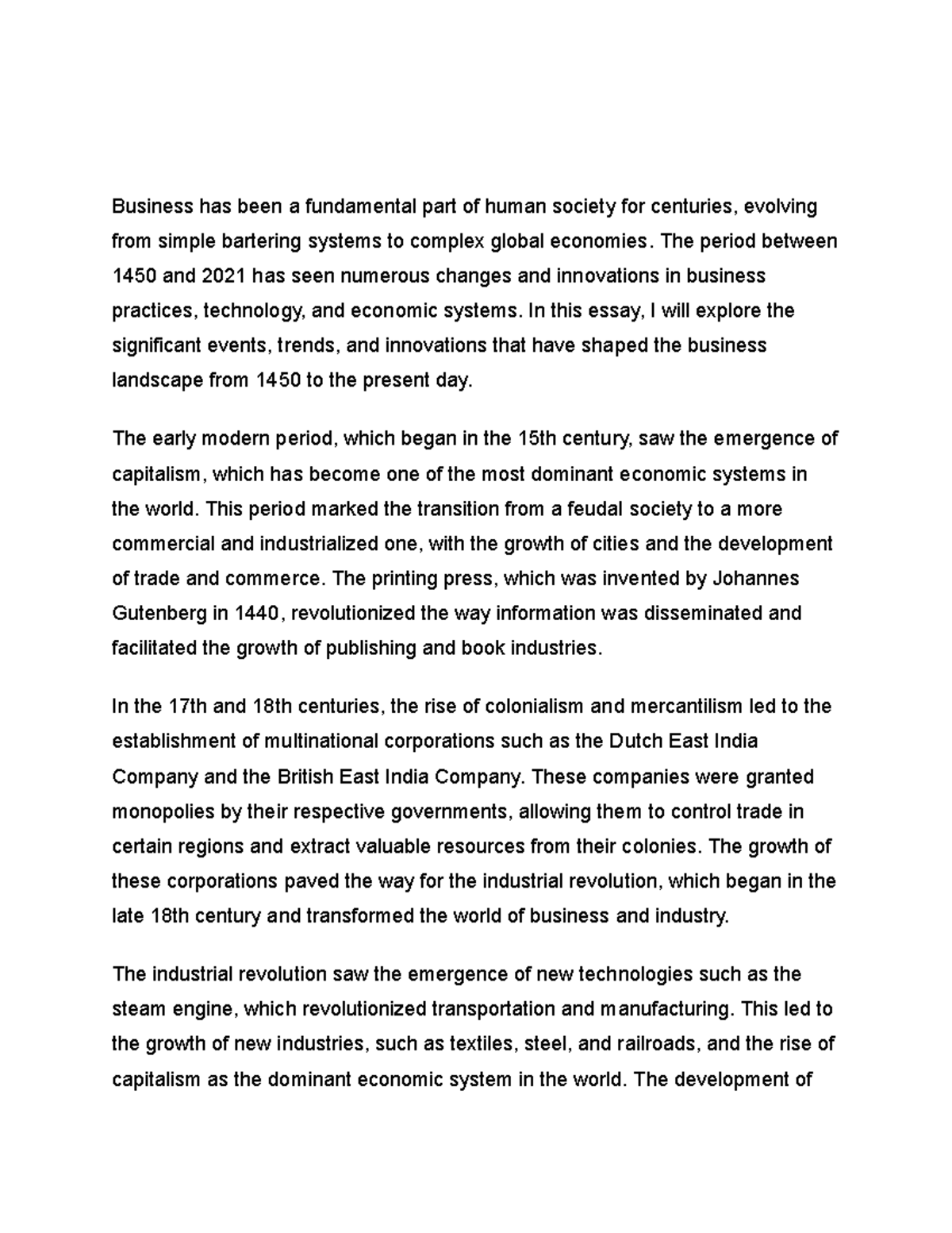 Studoc - Class notes - Business has been a fundamental part of human ... Studoc - Class notes - Business has been a fundamental part of human ...