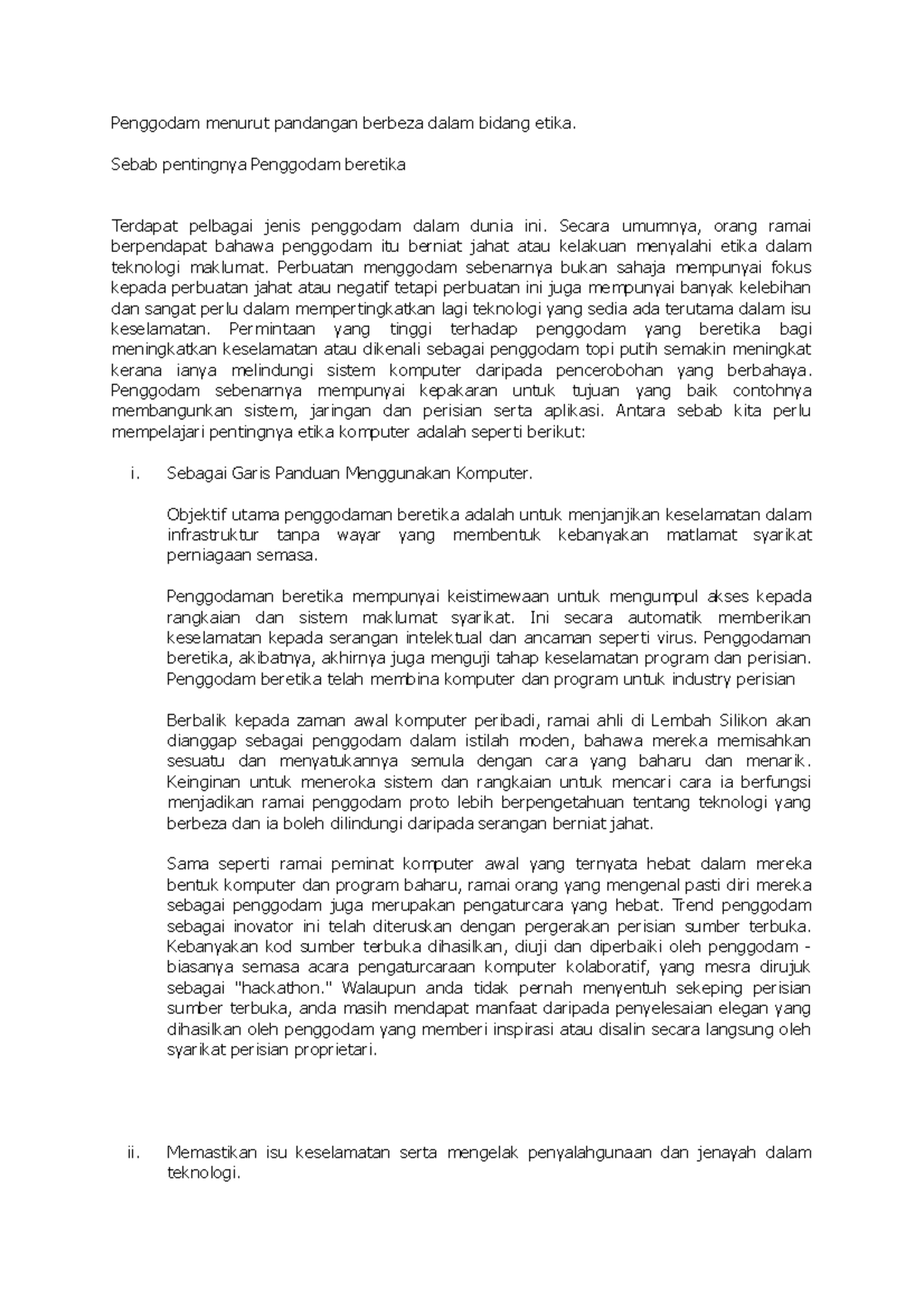 Penggodam menurut pandangan berbeza dalam bidang etika - Sebab ...