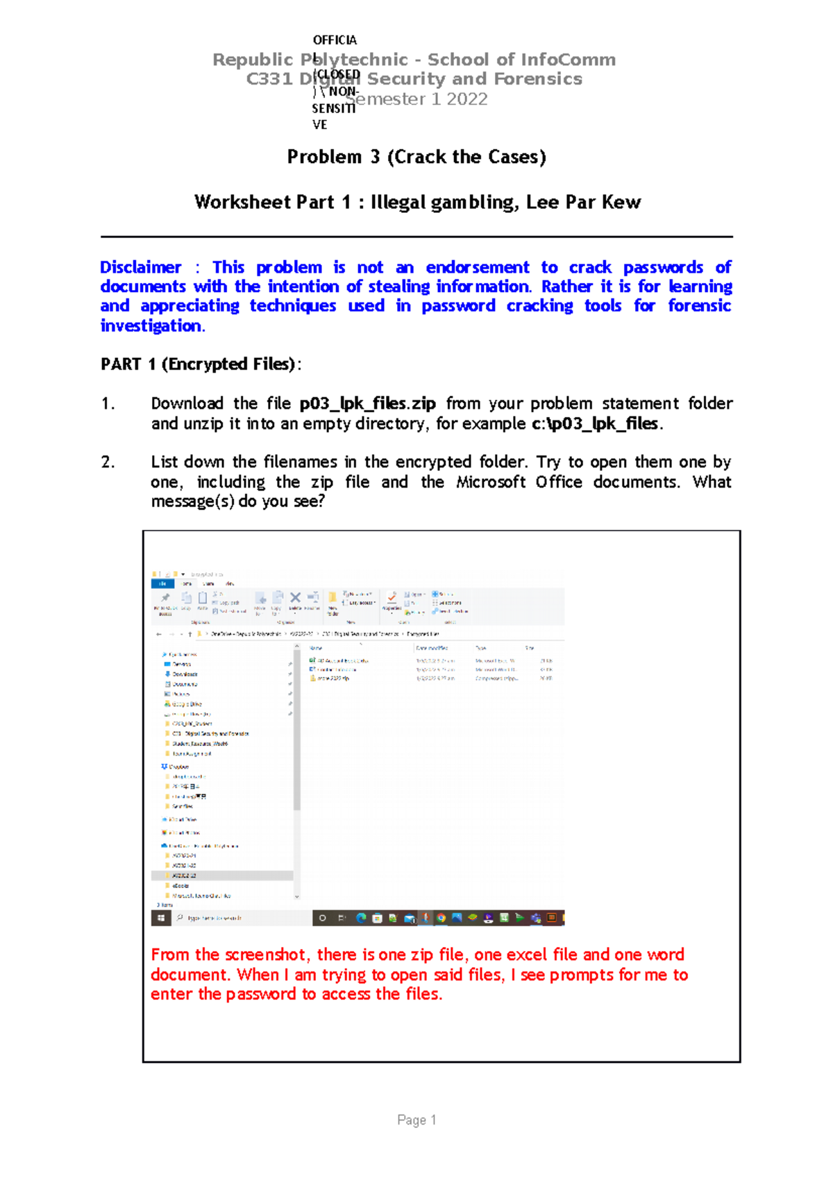 C331 P03 WS Part 1 - part 1 of lp3ws - Republic Polytechnic - School of ...