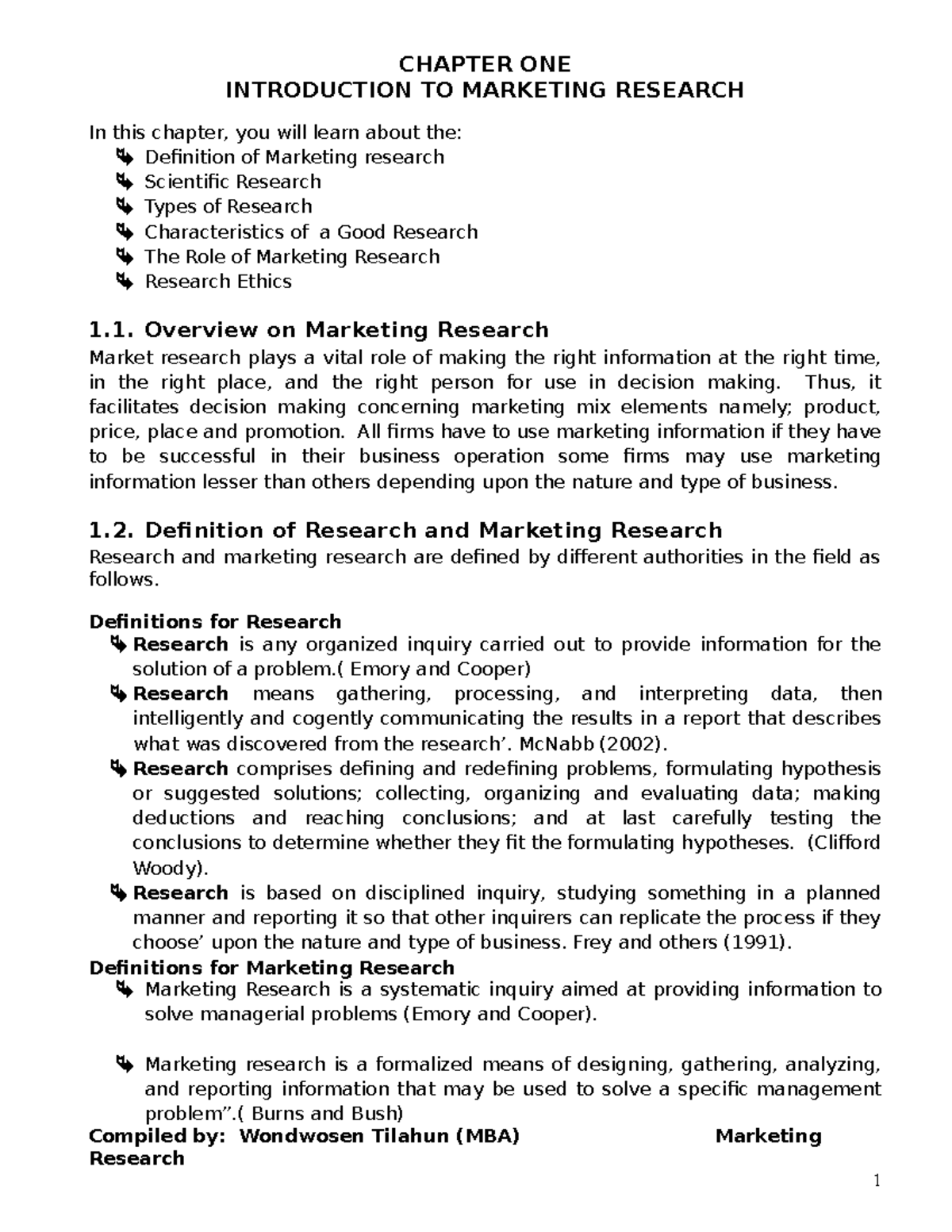 MR Ch 1 Final - Research material - CHAPTER ONE INTRODUCTION TO ...