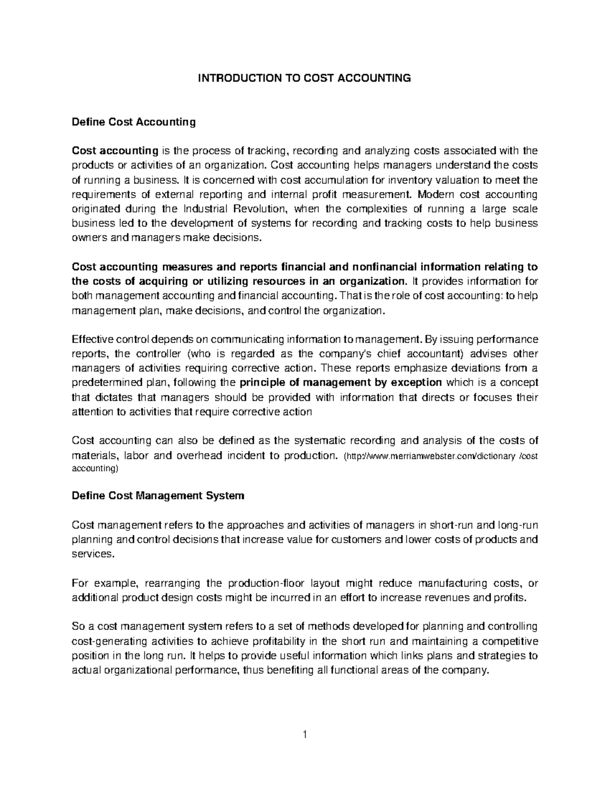 Inbound 3691650429817427056 - INTRODUCTION TO COST ACCOUNTING Define ...