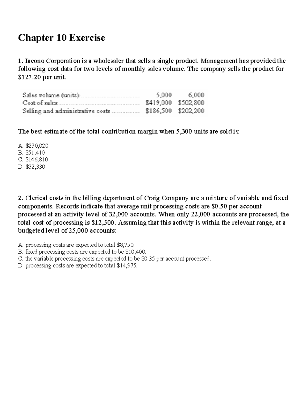 Chapter 10 Supplementary Exercise - Chapter 10 Exercise - Studocu