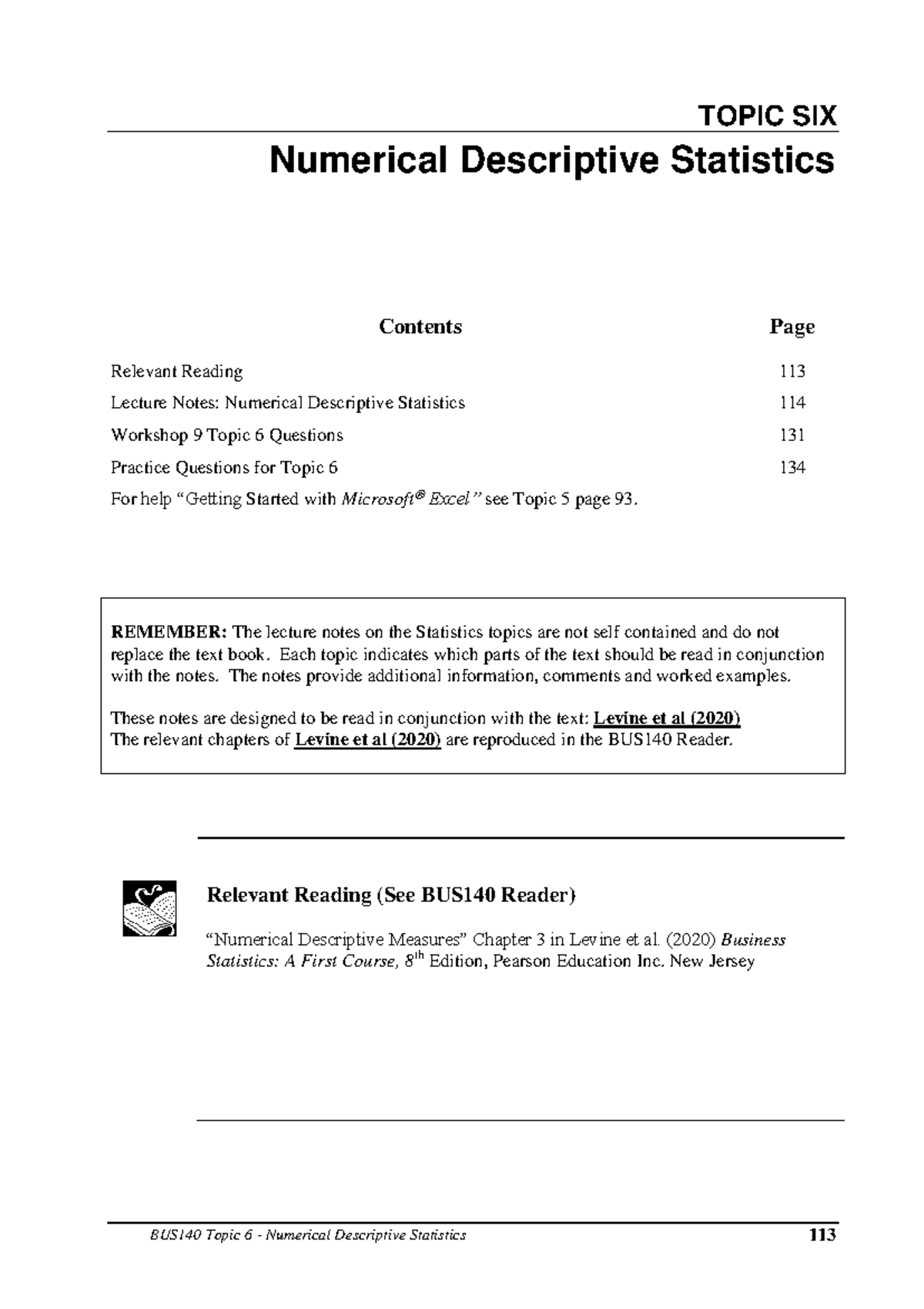 BUS140 final Topic 6 Numerical descript Stats S2 2021 - BUS140 Topic 6 - Numerical Descriptive ...