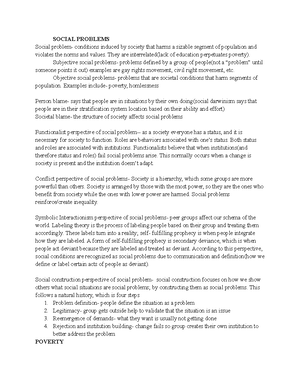 Sociology - WEEK one? What is a social problem Social problems are ...