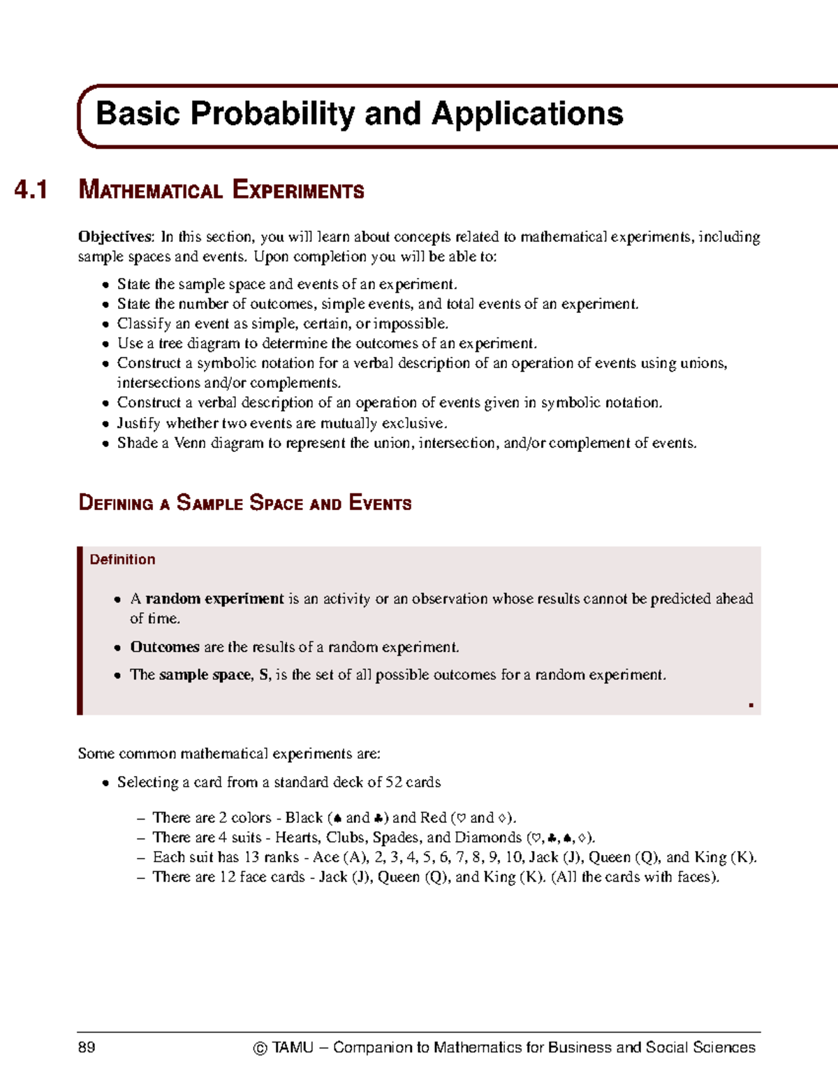 Math 140 Lecture Notes C4.1 - Basic Probability and Applications 4 M ...