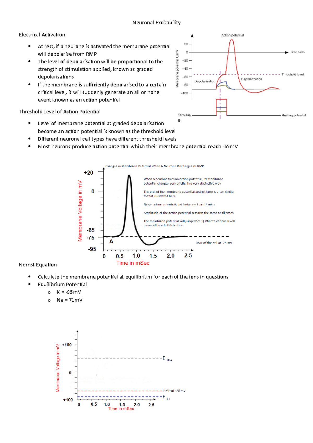 Lecture 3 - Neuronal Excitability - Neuronal Excitability Electrical ...