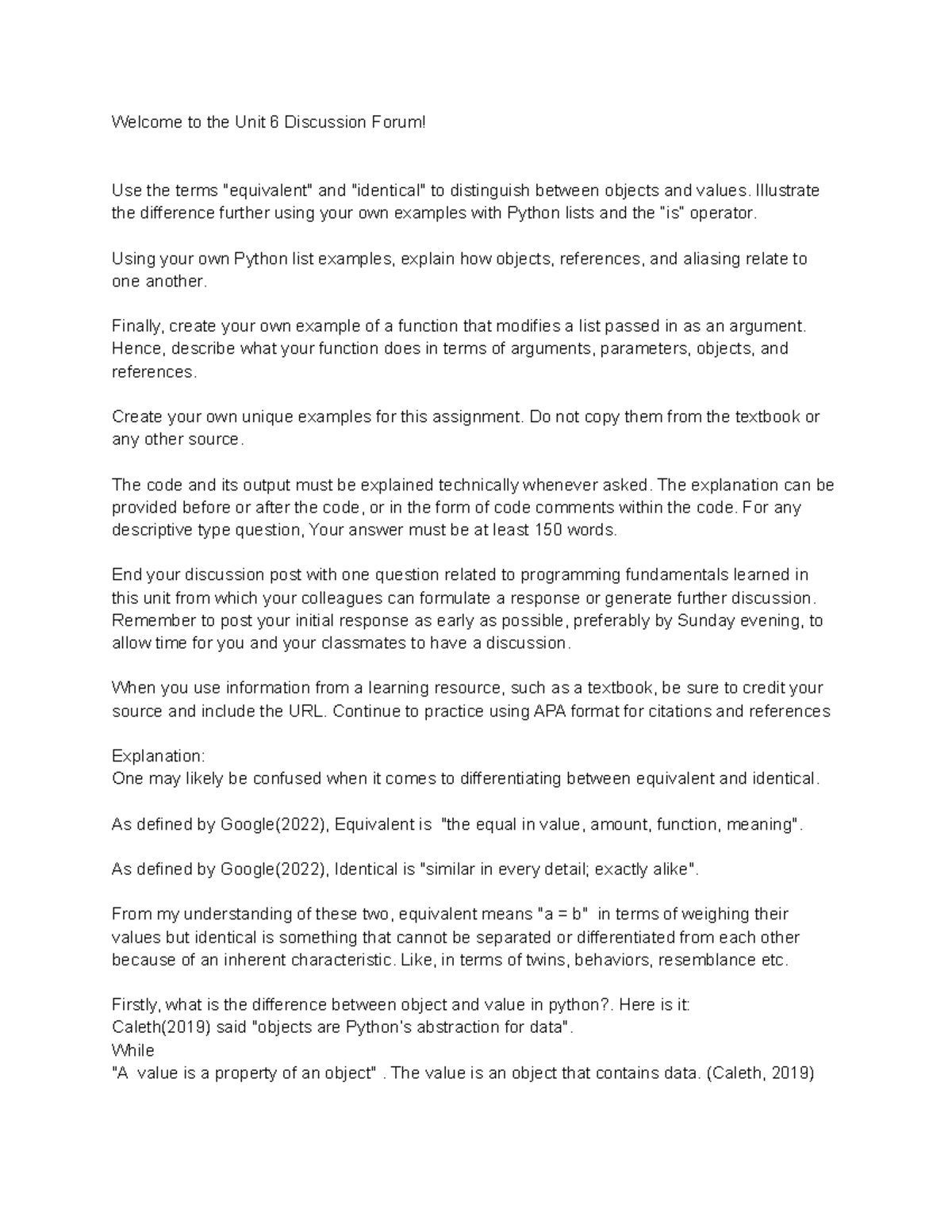 CS1101 Discussion Forum Unit 6 - Welcome to the Unit 6 Discussion Forum! Use the terms - Studocu