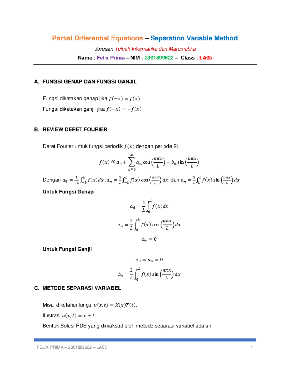[m 4] Partial Differential Equations Separation Variable Method