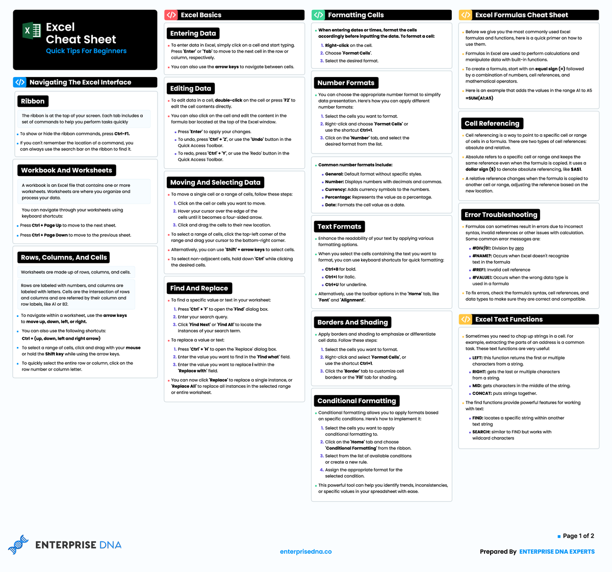 Excel cheat sheet beginners 1 - )+( * '($# - Studocu