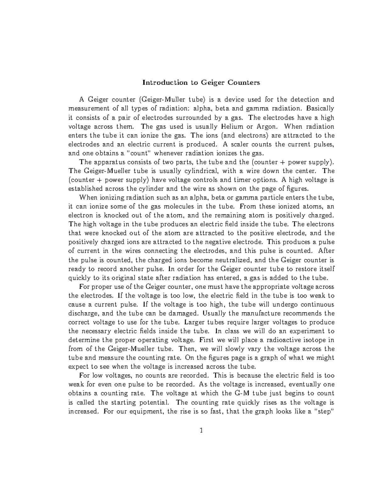 Chapter 4 - Chemistry Notes - Introduction to Geiger Counters A Geiger ...