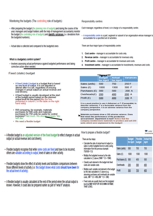 Budget - management - Notes on BUDGETING AND BUDGETARY CONTROL Able to ...