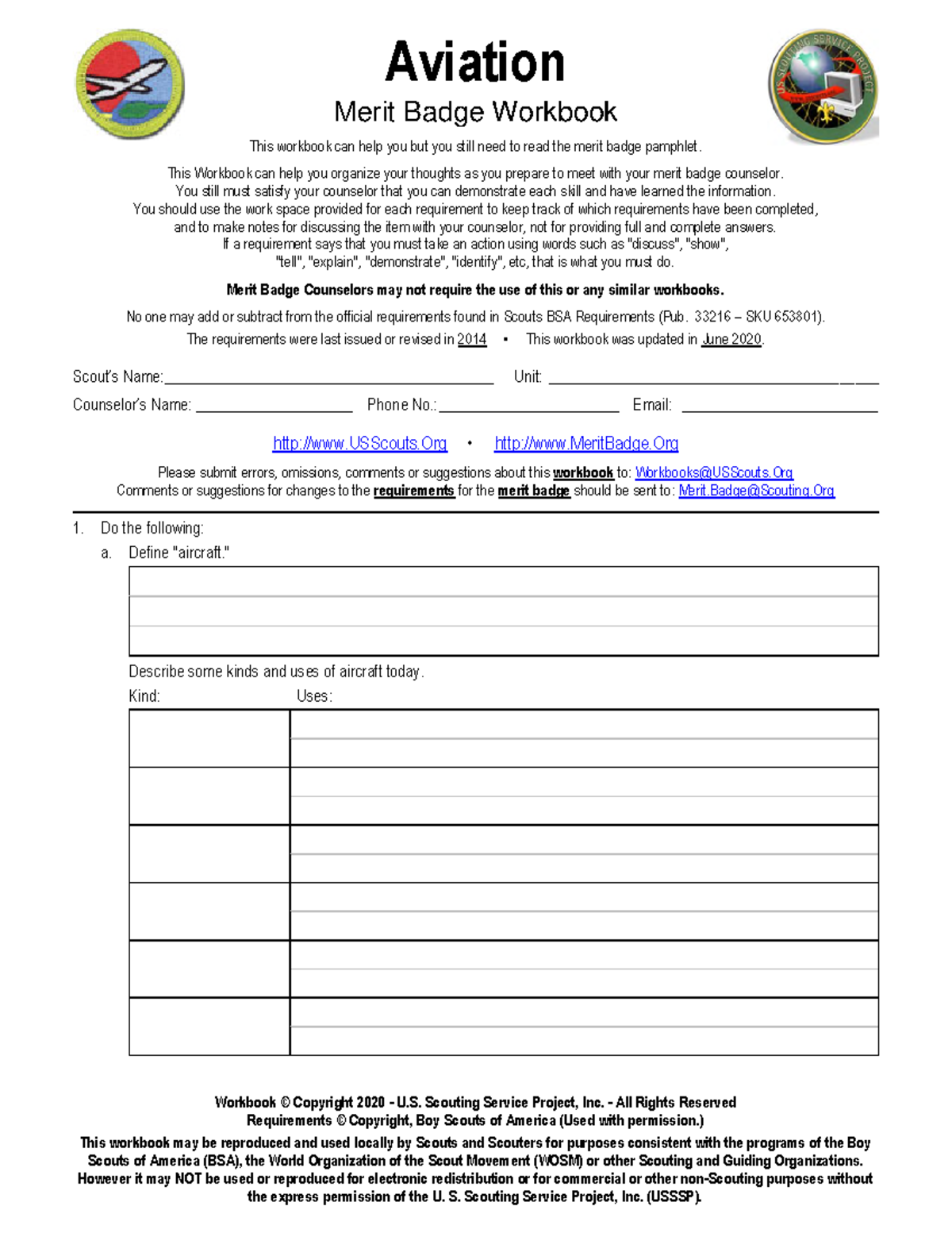 Aviation - eqghqgq - Aviation Merit Badge Workbook This workbook can ...