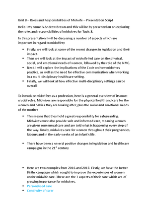 Unit 8, The Roles of RCN - THE ROLES AND RESPONSIBILITIES OF THE ...