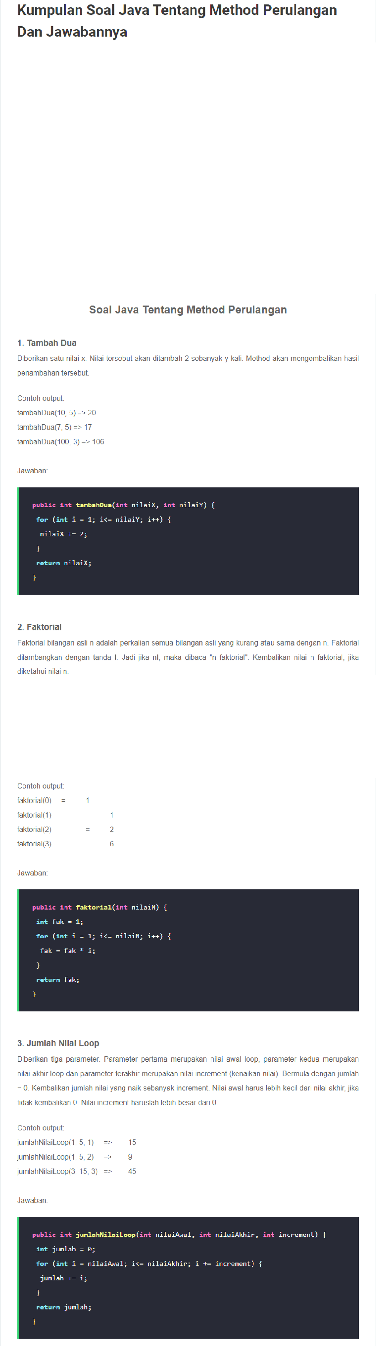 Kumpulan Soal Java Tentang Method Perulangan Dan Jawabannya ...