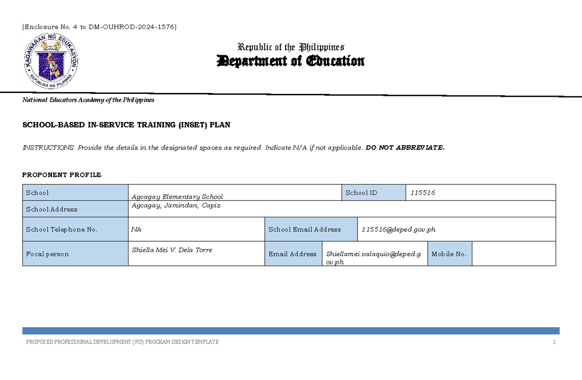 School-Based Inset Plan - (Enclosure No. 4 to DM-OUHROD-2024-1576 ...