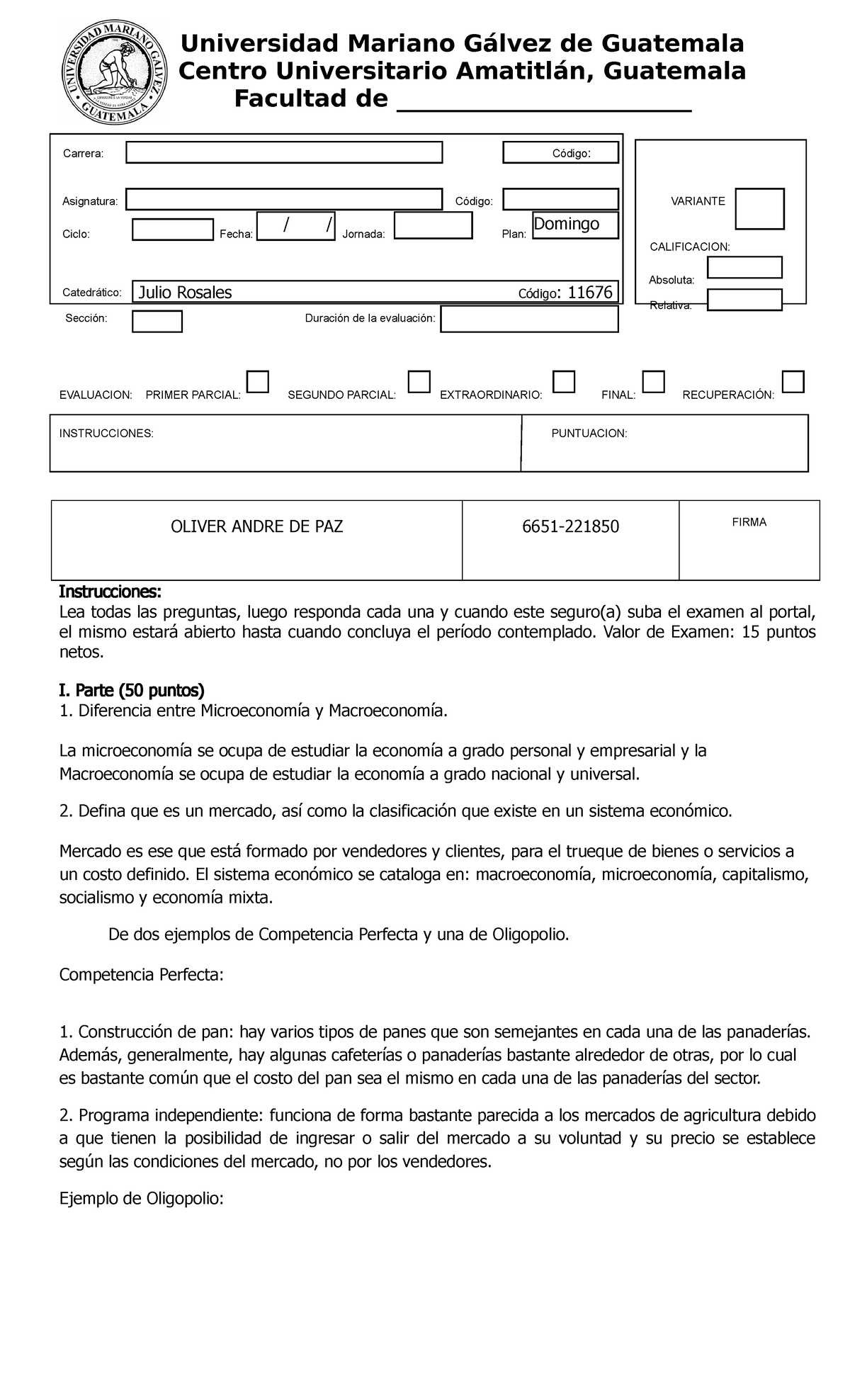 Examen parcial 2 2022 Introducción a la Economía - Universidad Mariano ...