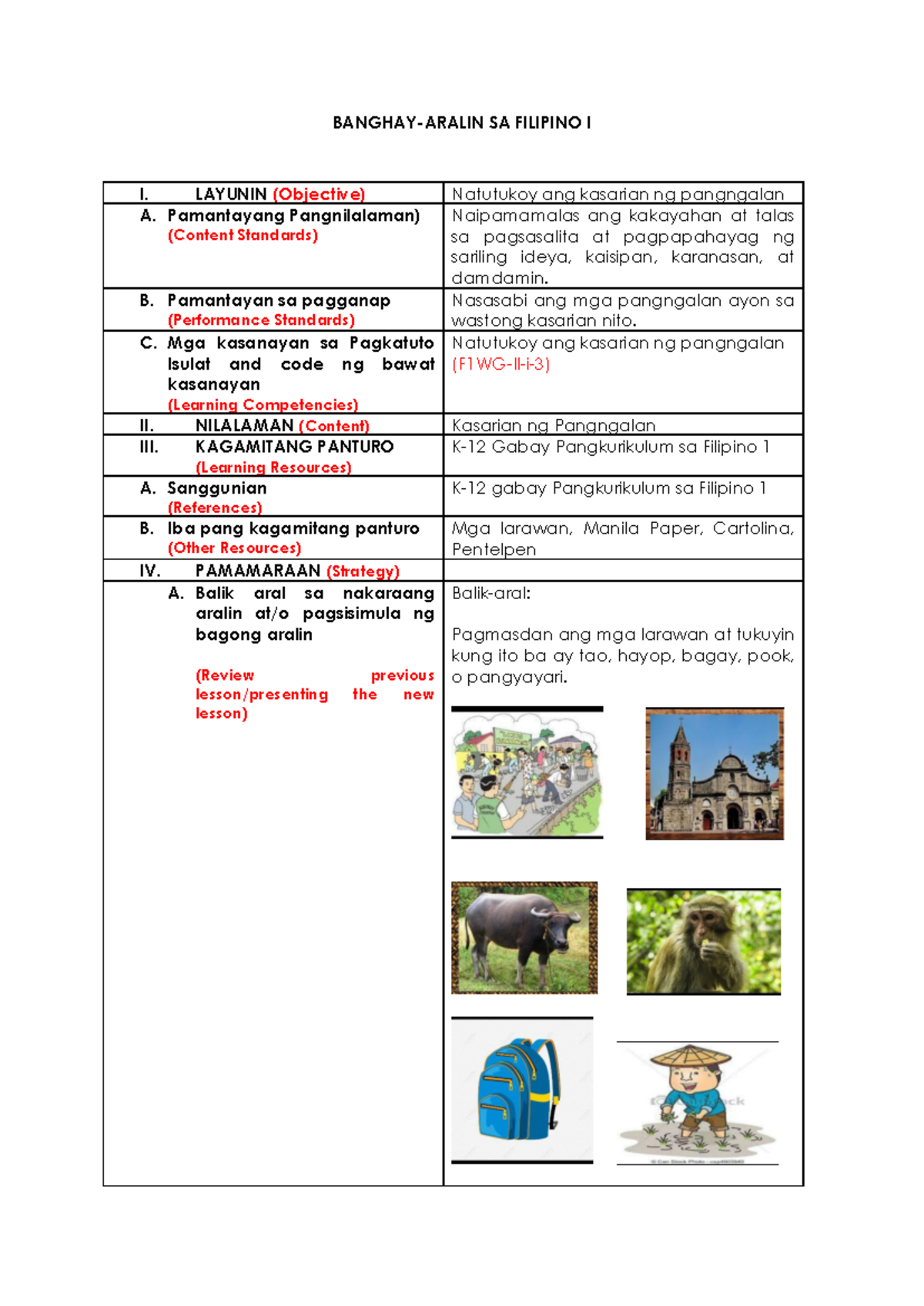 Banghay Aralin SA Filipino I (1) compress - BANGHAY-ARALIN SA FILIPINO ...