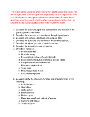Dynamic Histology Final Exam Notes - Final Revision Anatomy: Dynamic ...