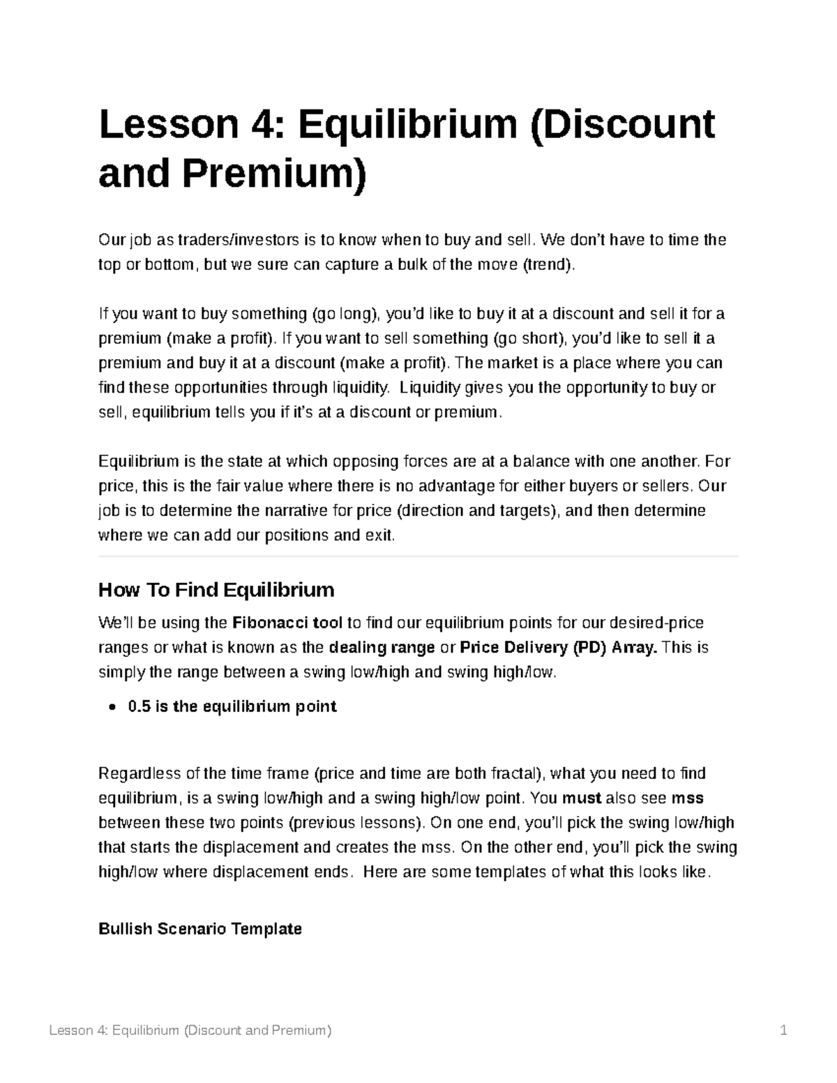 Lesson 4 Equilibrium (Discount and Premium) - We don’t have to time the ...