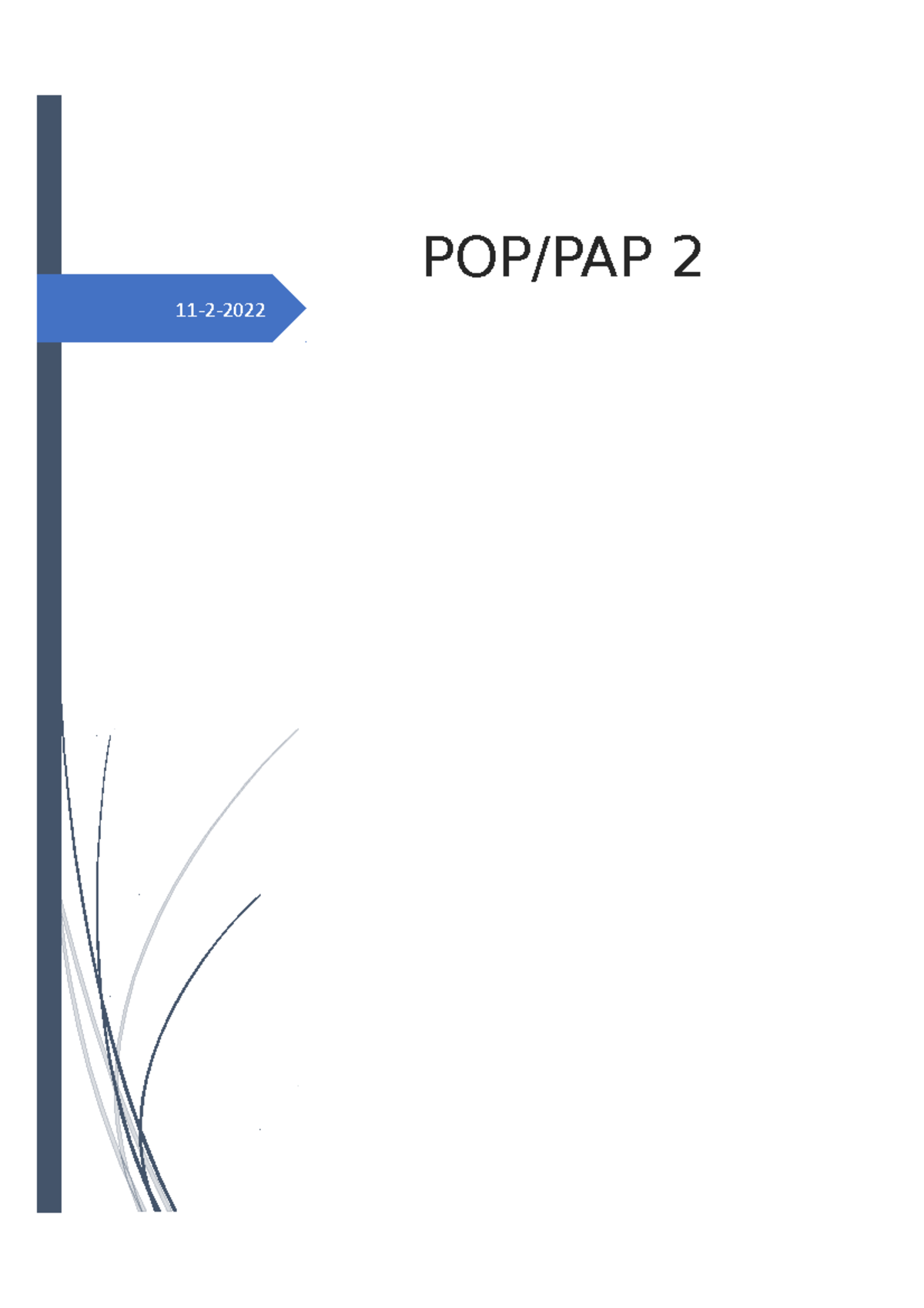 Poppap 2022 - Inhoudsopgave 11-2- POP/PAP Inleiding Persoonlijke ...
