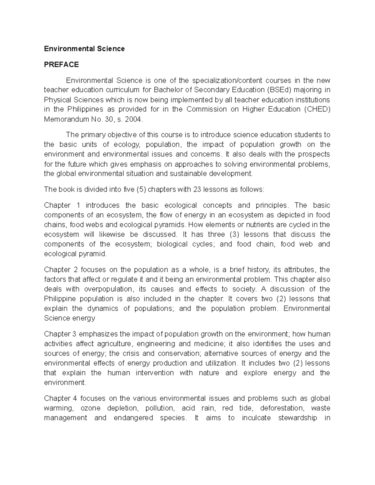 Environmental Science Preface - Environmental Science PREFACE ...