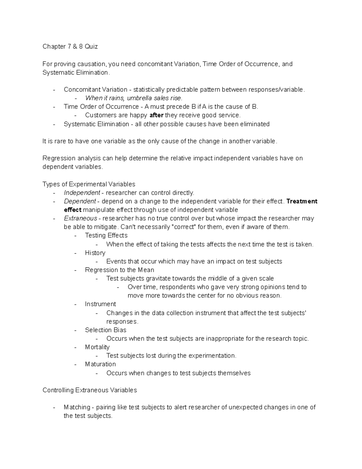Chapter 7 & 8 Quiz - Quizzes are given throughout the semester on ...