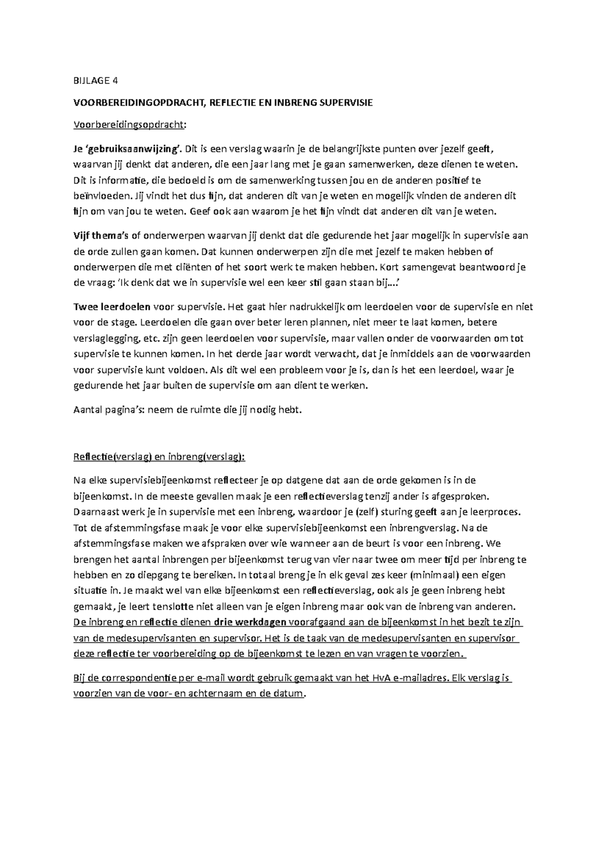Bijlage 4 Voorbereiding Supervisie - BIJLAGE 4 VOORBEREIDINGOPDRACHT ...