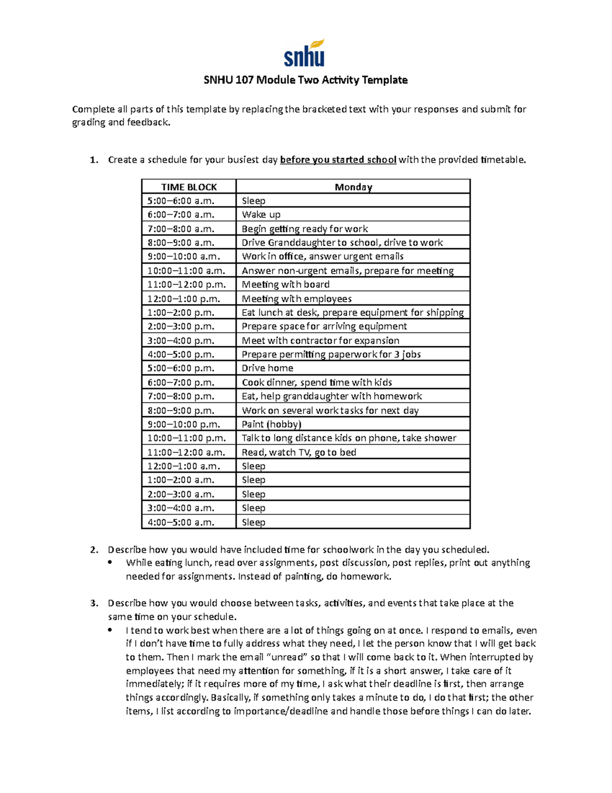 SNHU 107 Module Two Activity Template - Martina Poore - 1-15-23 - SNHU ...
