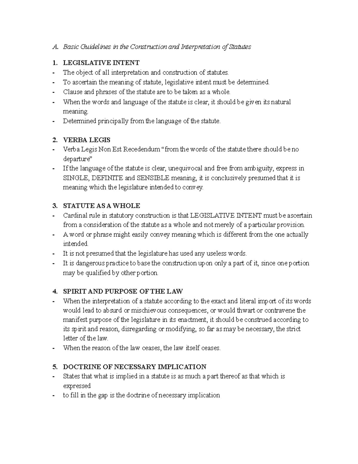 Statutory Construction Notes - Juris Doctor - PUP - Studocu