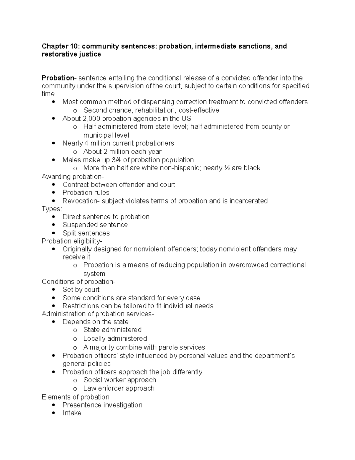 Chapter 10 community sentences - Chapter 10: community sentences ...