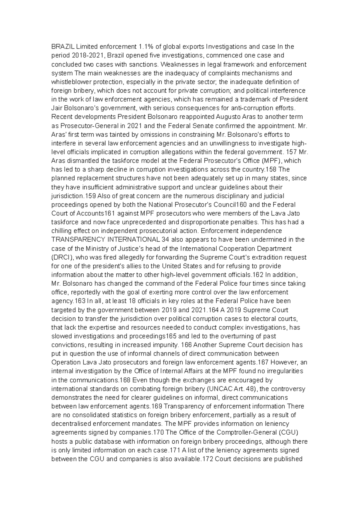 Corruption - sdgsdgsdgsdgsdgsd gdhdhd - BRAZIL Limited enforcement 1% ...