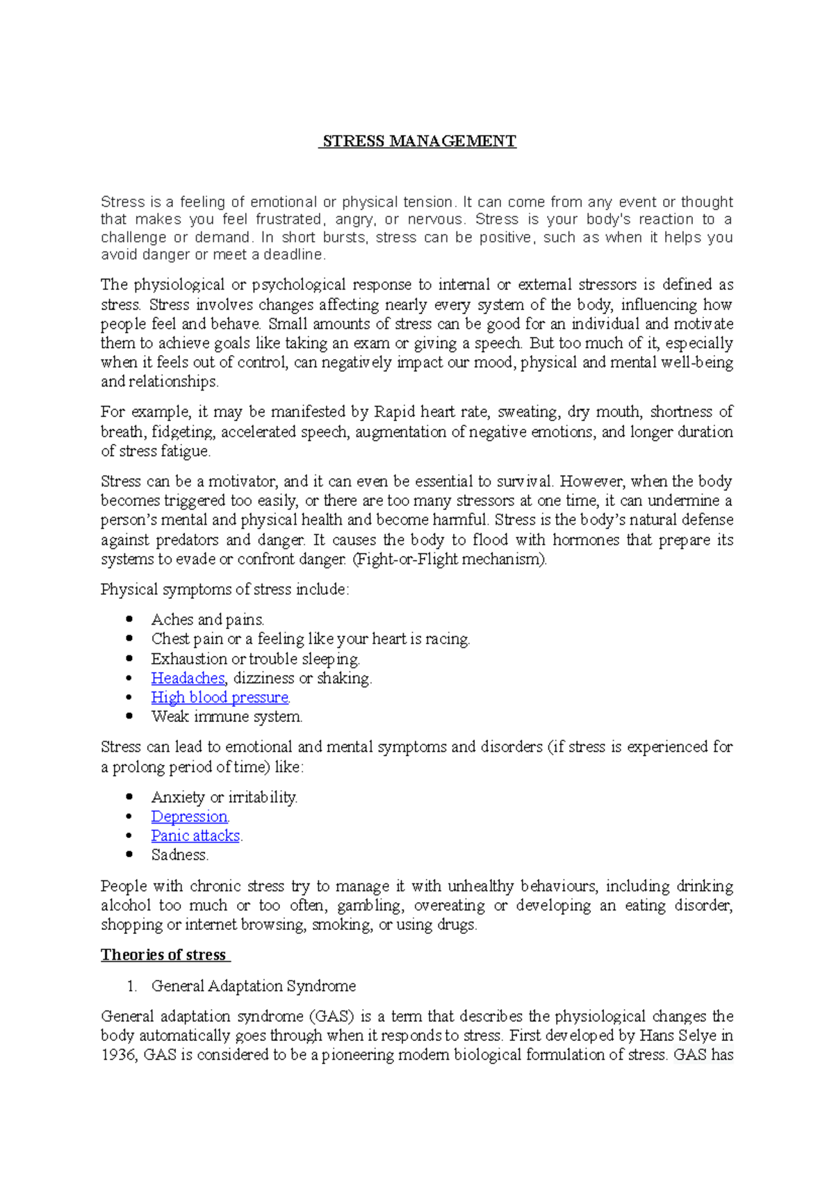 SM report - stress, what is stress, causes and effect, stress ...