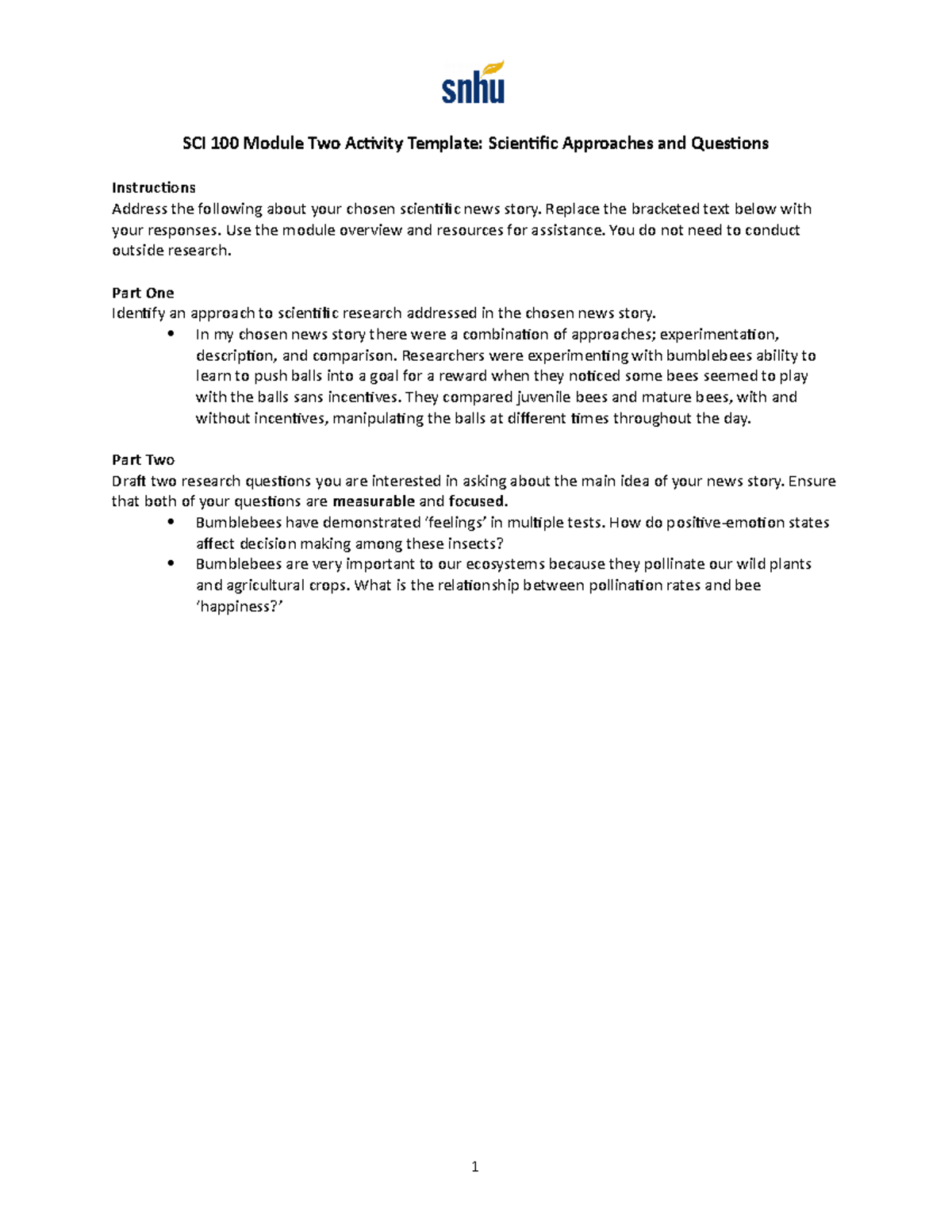 SCI 100 Module Two Activity Template done - Replace the bracketed text ...