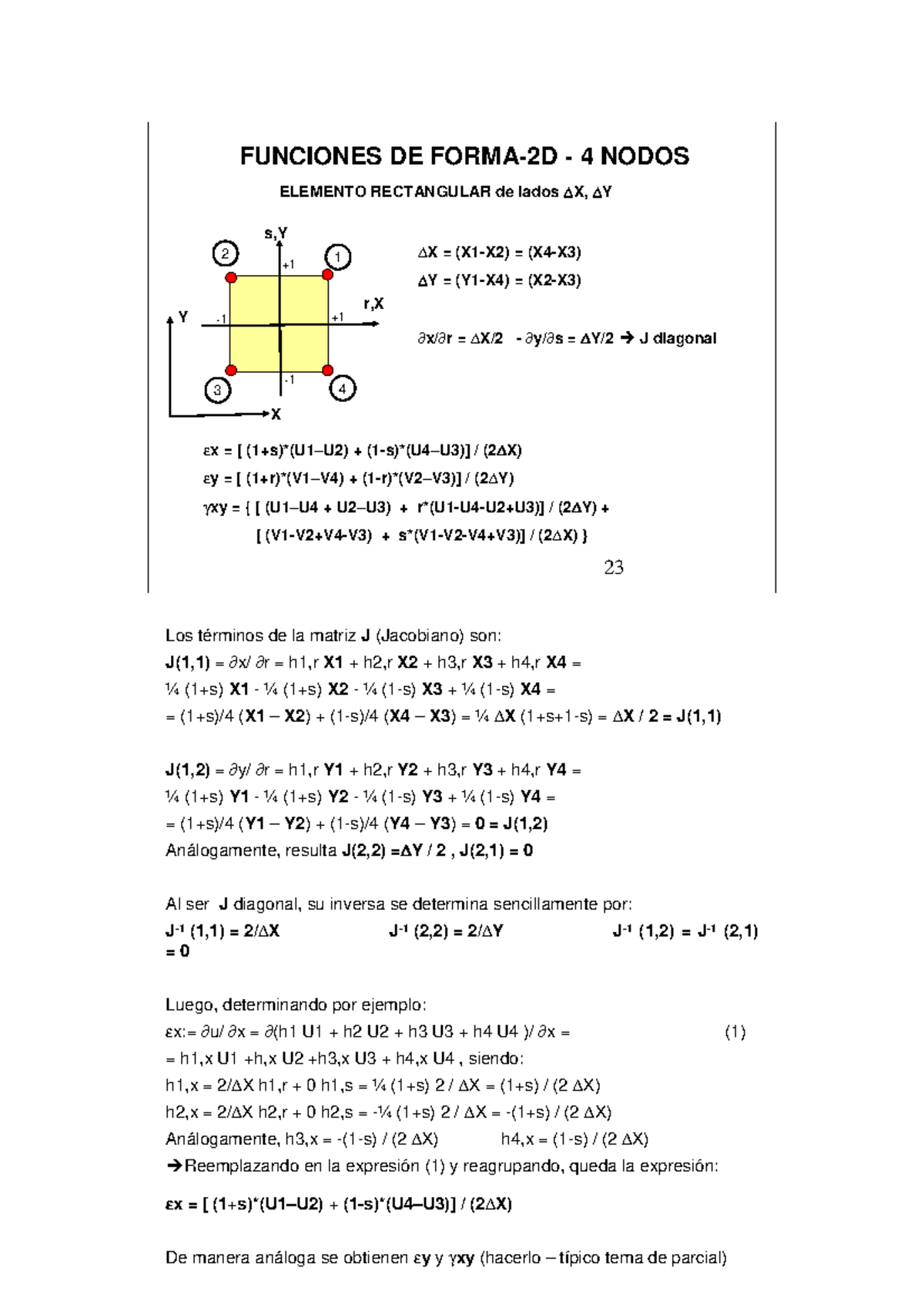 Elementos Finitos-2012-Parte 2 - FUNCIONES DE FORMA-2D - 4 NODOS ...