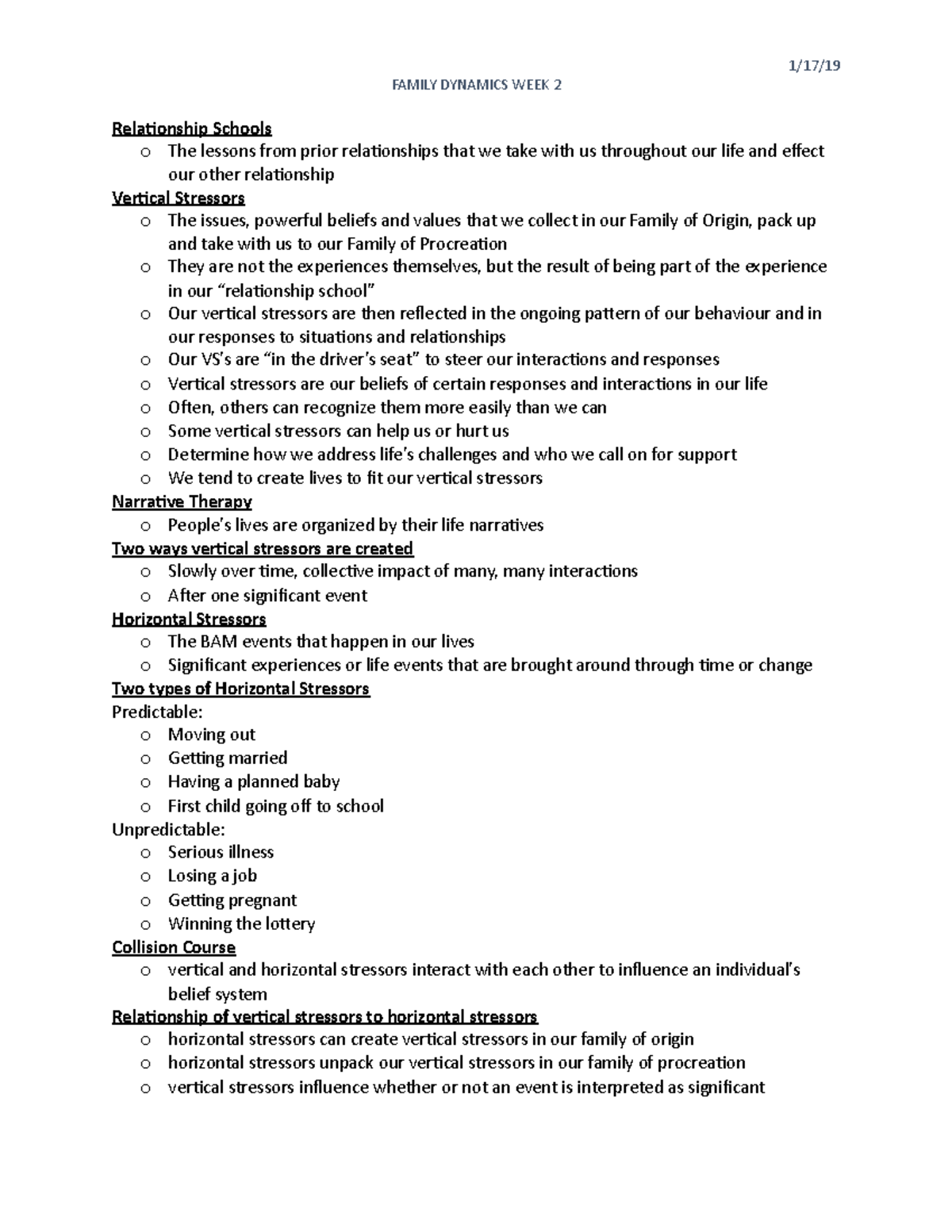 Family dynamics week 2 - Lecture notes 2 - 1/17/ FAMILY DYNAMICS WEEK 2 ...
