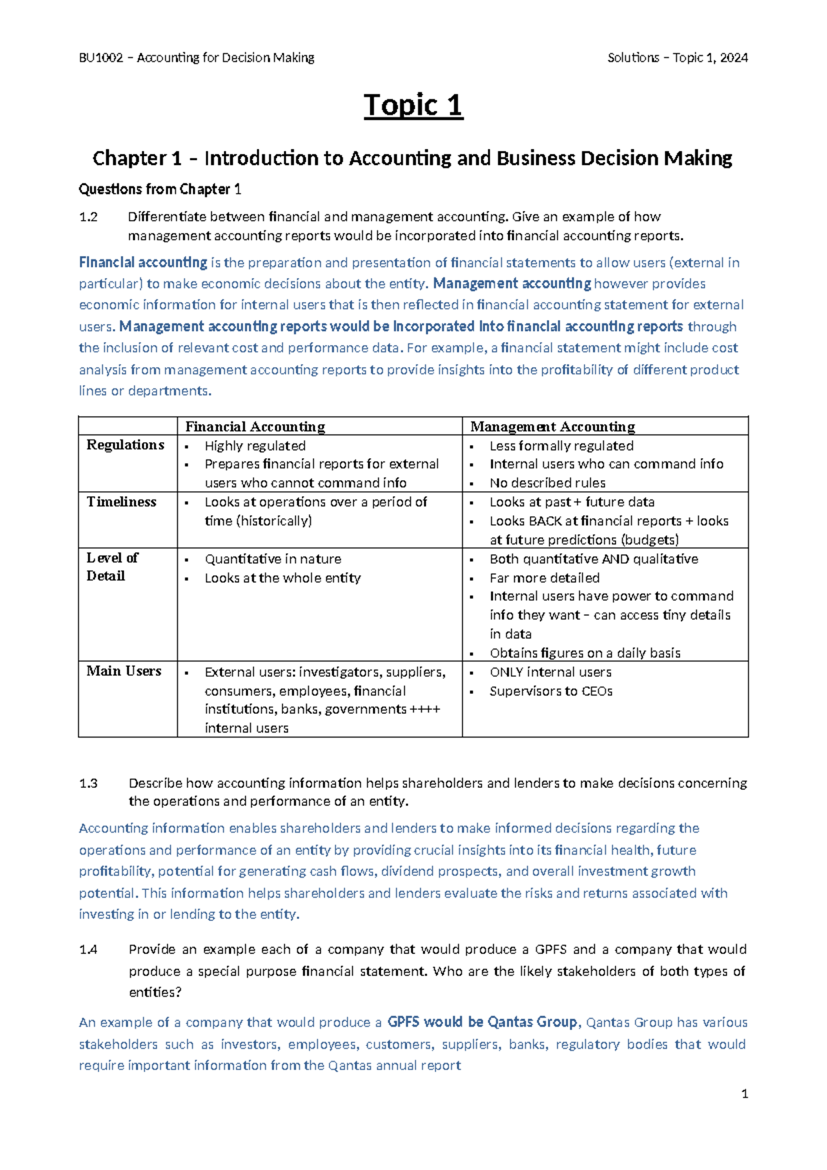 Study Questions - BU1002 – Accounting for Decision Making Solutions ...