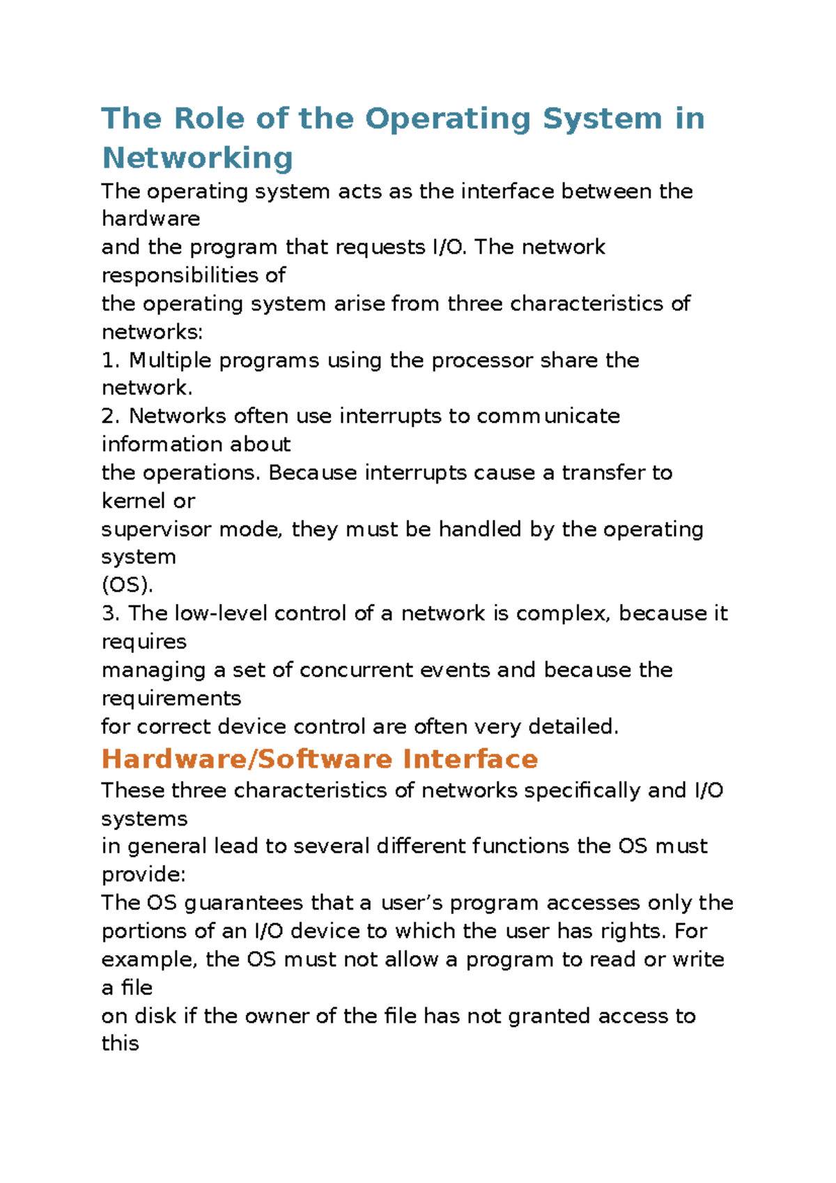 The Role of the Operating System in Networking - The Role of the ...