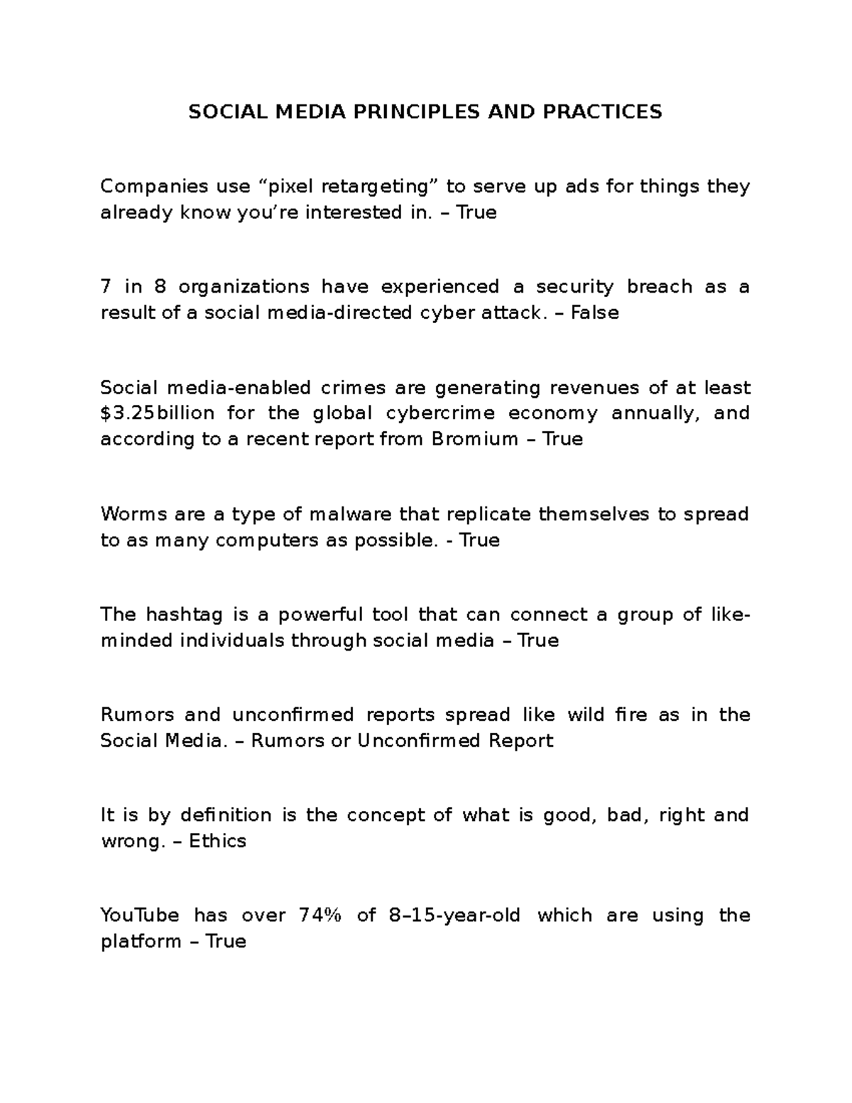 Social Media Principles AND Practices - SOCIAL MEDIA PRINCIPLES AND ...