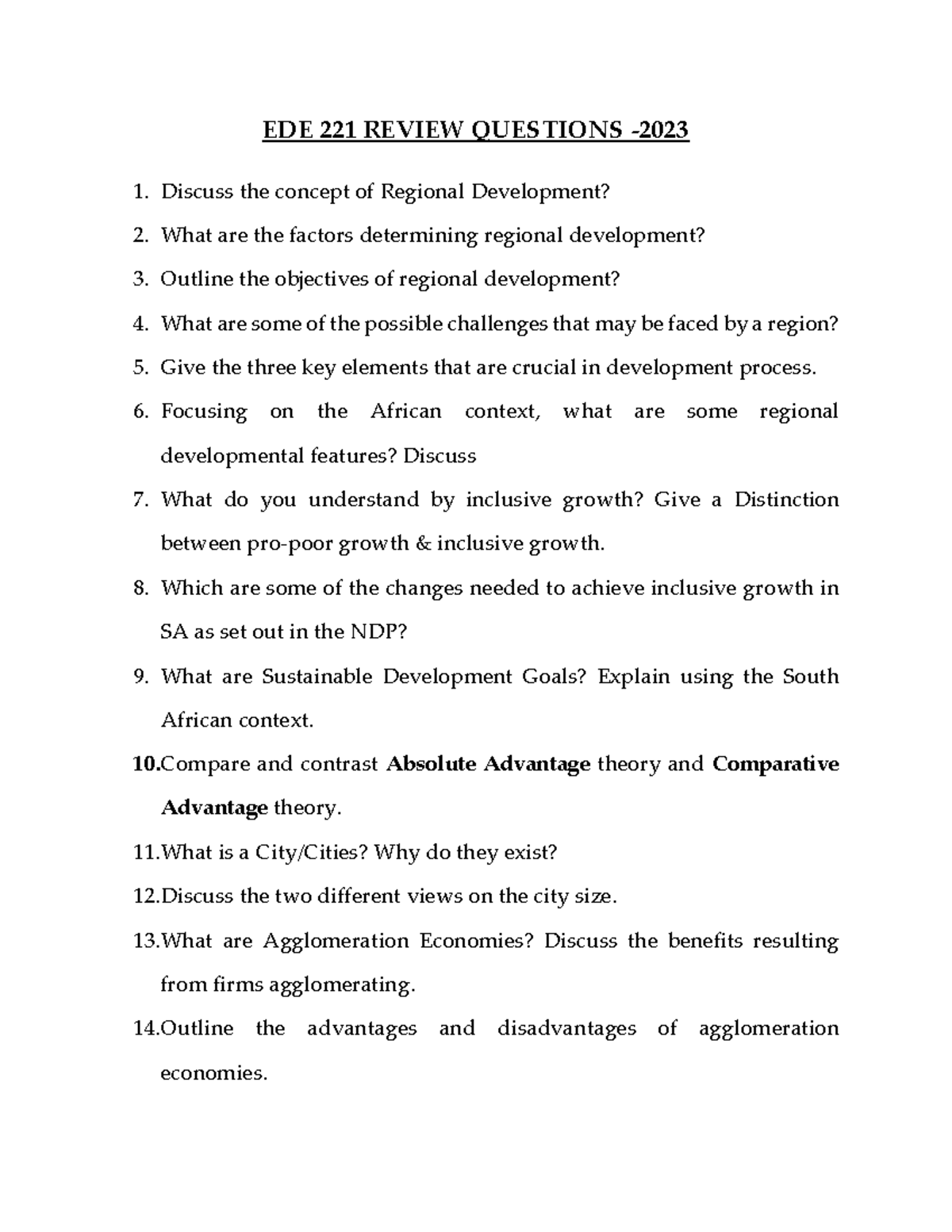 Review questions - EDE 221 REVIEW QUESTIONS - Discuss the concept of ...